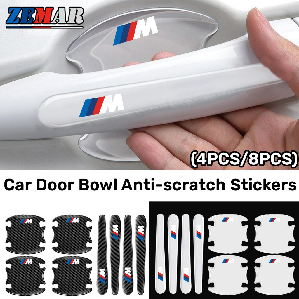 4/8Pcs BMW M Power Transparent Car Door Bowl Sticker Anti Scratch ...