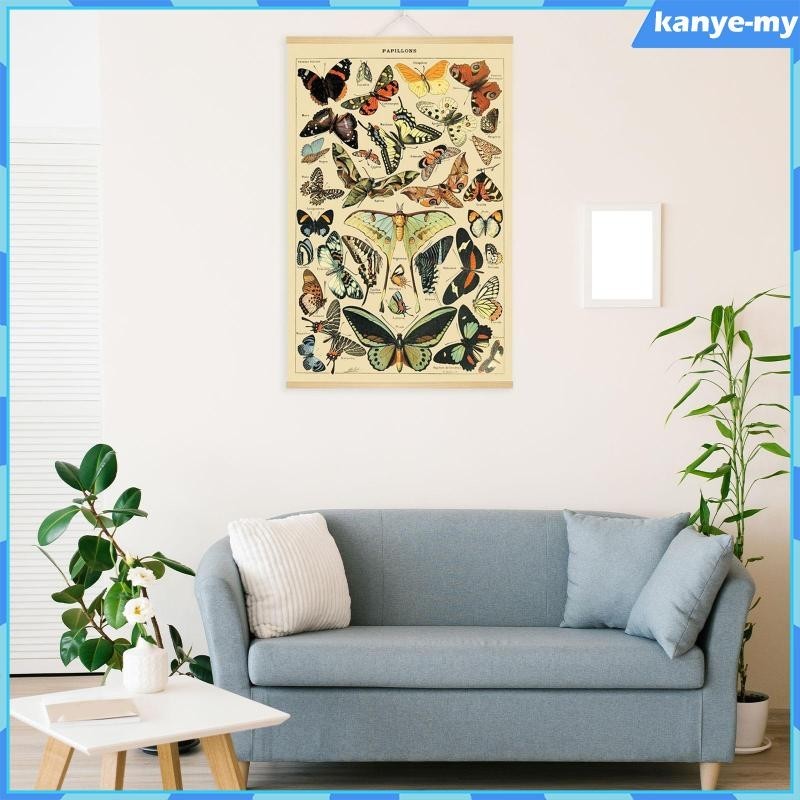 [KY] Wall Art Print Butterfly Wall Hanging Poster Print Wood Hanger ...