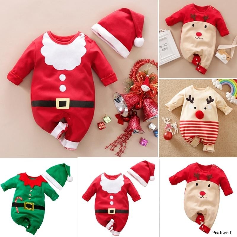 Peak Festive Baby Santa Cosplay Costume Christmas Long Sleeved Jumpsuit ...