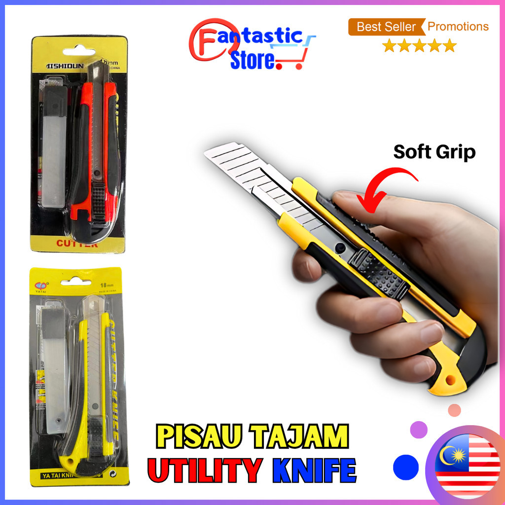 Pisau Tajam Big Size 18mm Knife Cutter / Cutter Knife / Pisau Lipat ...