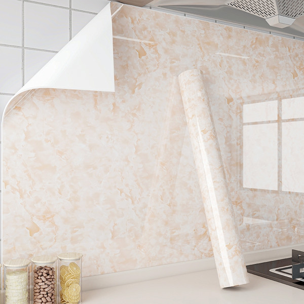 marble wallpaper deko ruang tamu Pelekat kalis minyak dinding dapur ...
