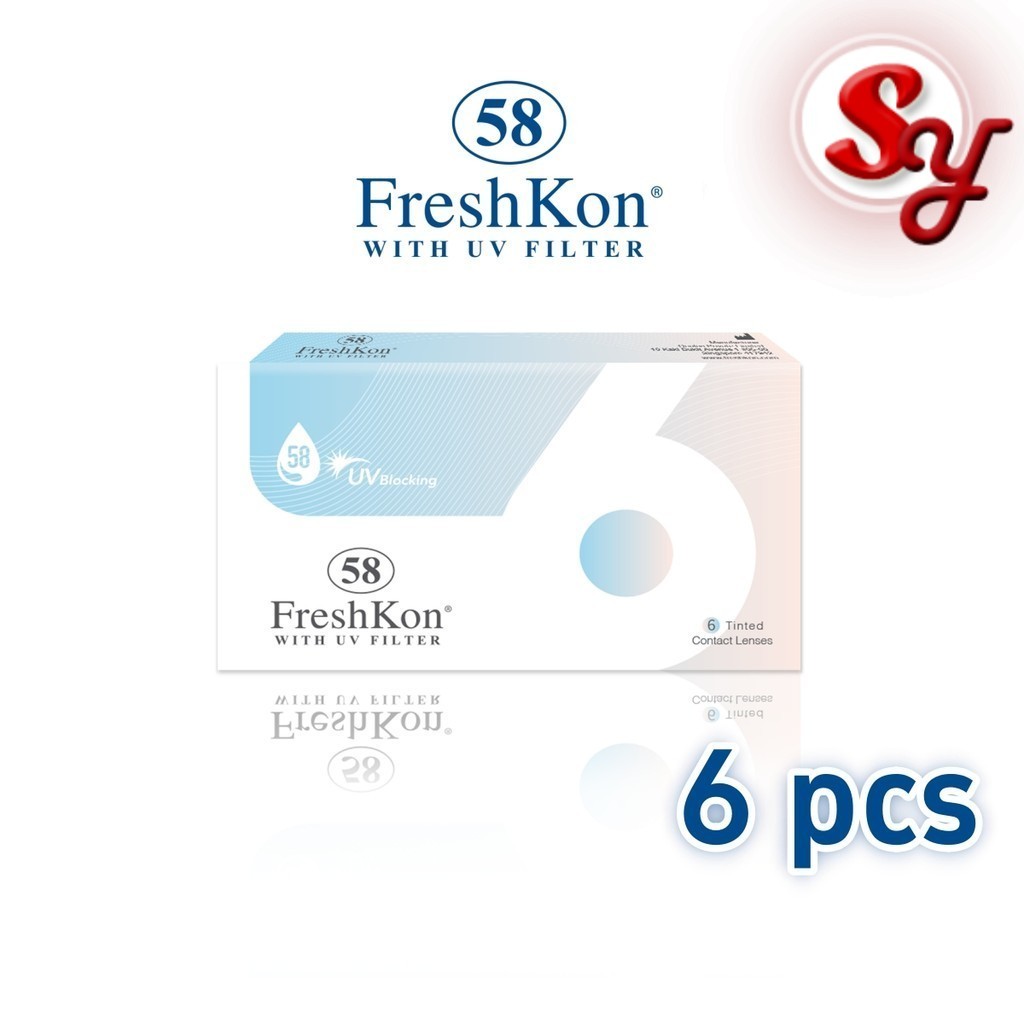 (6 PCS) Freshkon 58 Monthly Disposable Lens Clear Contact Lenses ...