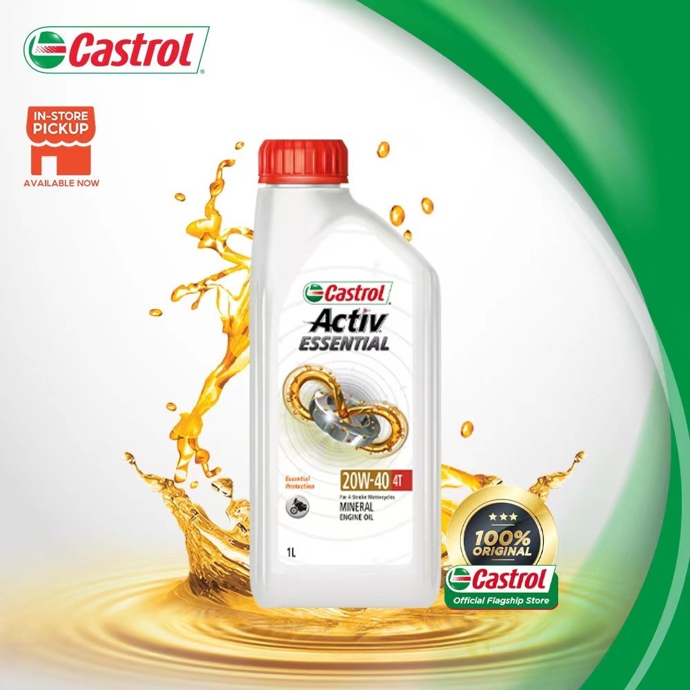 4T CASTROL GO 20W-40 / SAE 40 ACTIV ESSENTIAL 1L 1 LITRE API SG JASO ...