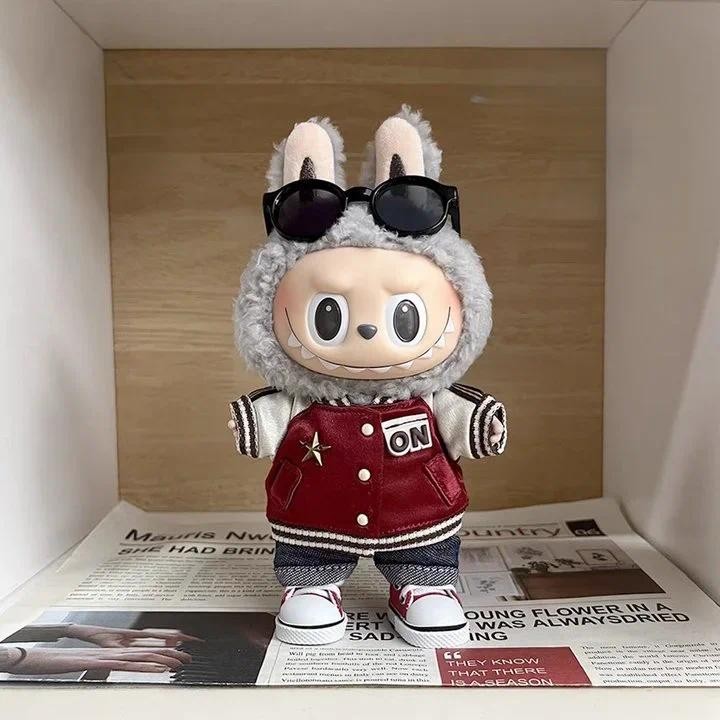 For 15cm Labubu Clothes Red Baseball Jersey Outfit Doll Clothes ...