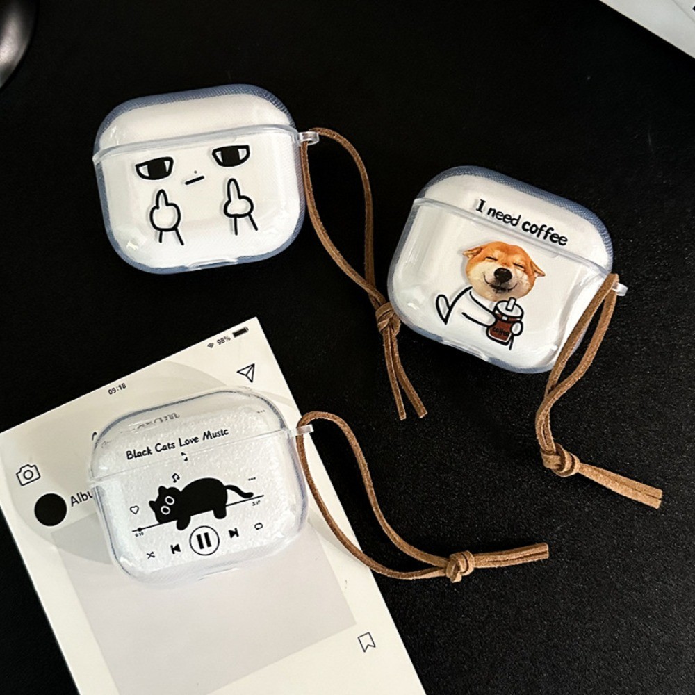 Funny Emoji Shiba Inu Dog Cat Clear Earphone Case for Airpods 1 2 3 4 ...