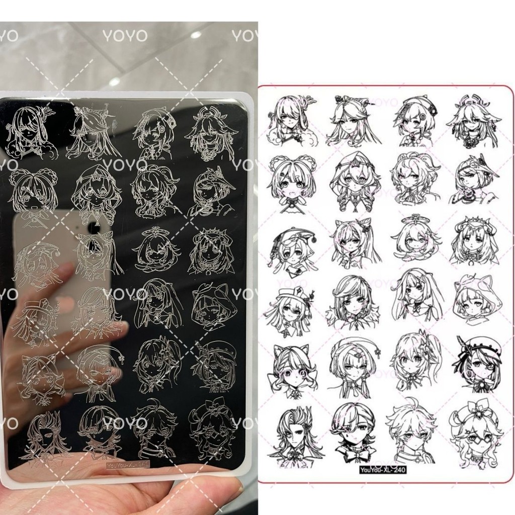 New Style Manicure Steel Plate Yuanshen Anime Pattern Fine Aesthetic ...