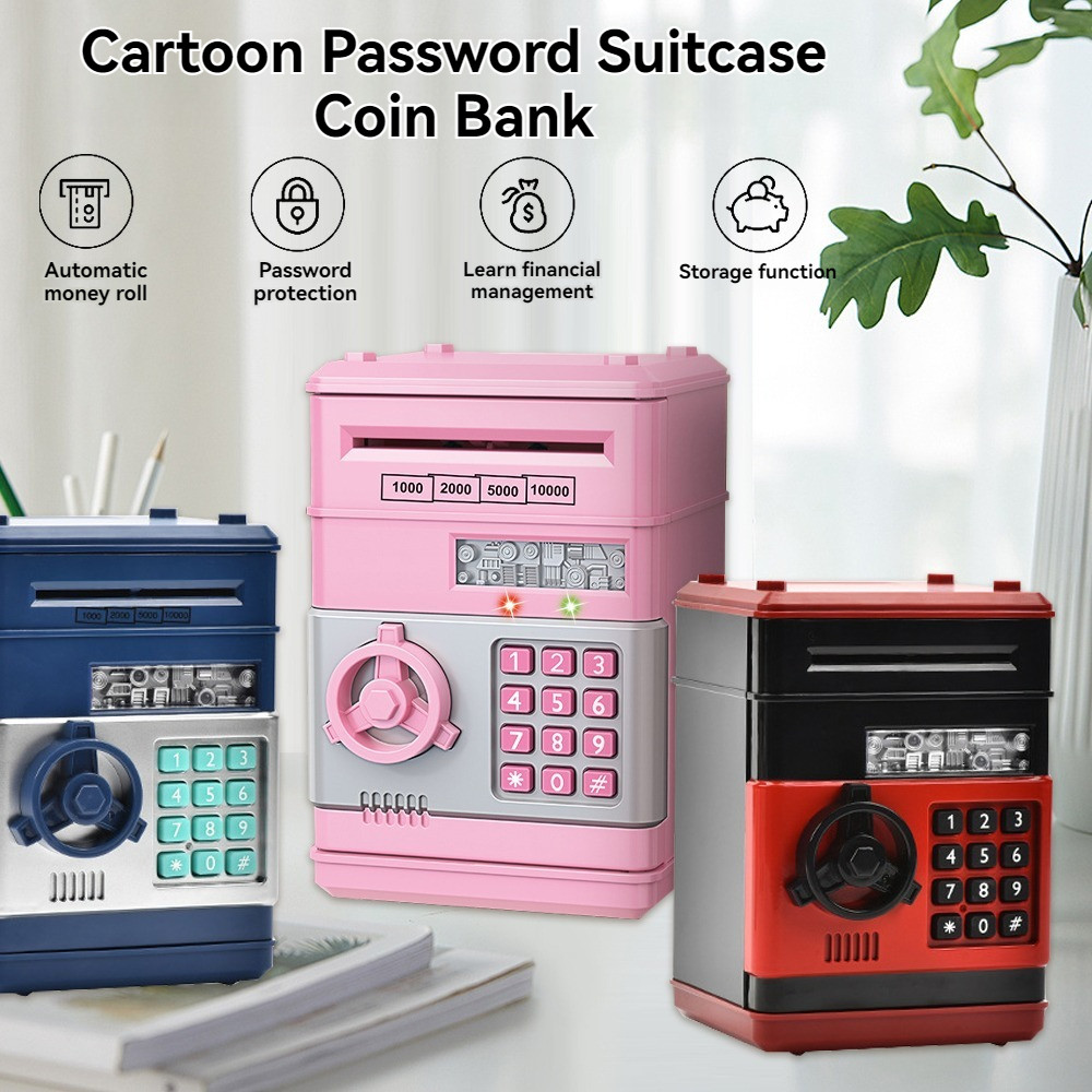 Electronic Piggy Bank For Kids ATM Password Money Box Cash Coins Saving ...