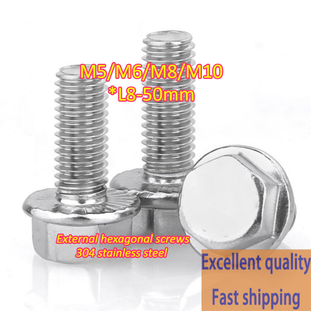 316 Stainless Steel Flange Bolt Anti-Slip Screw M5/M6/M8/M10 * L8-50mm | Shopee Malaysia
