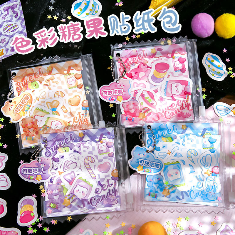 Cdaily|24 Sheets Korean pvc Bar Chirp Set Sticker Pack Color Candy Girl ...