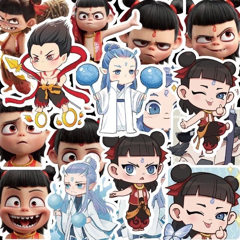 52PCS Cartoon Nezha 2 Peripheral Stickers Cartoon Nezha Aobin Cute ...