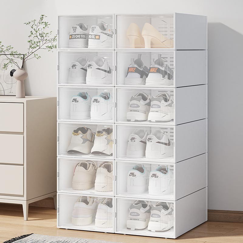 Shoe Box Stackable Storage Multiple Layers Open The Front Cover ...