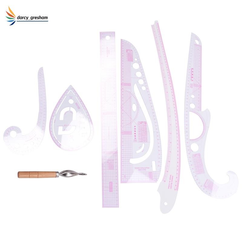 7Pcs/Set Ruler Tailor Measuring Kit Clear Sewing Drawing Ruler ...