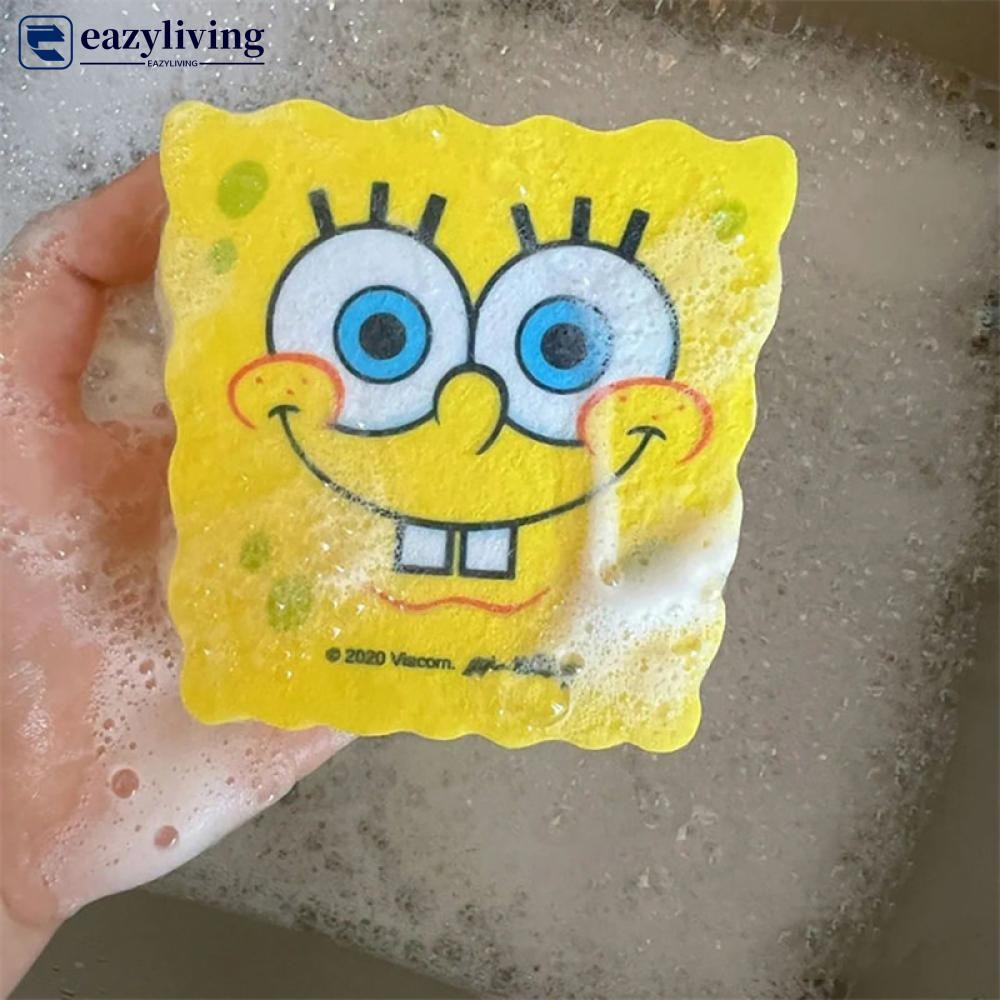 EAZYLIVING Cute Cartoon Dish Wash Sponge SpongeBob Shape Dishwashing ...