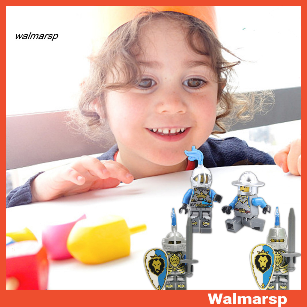 [WMP] Knights Minifigure Set Fun Bookcase Decoration Blue Lion Knight ...