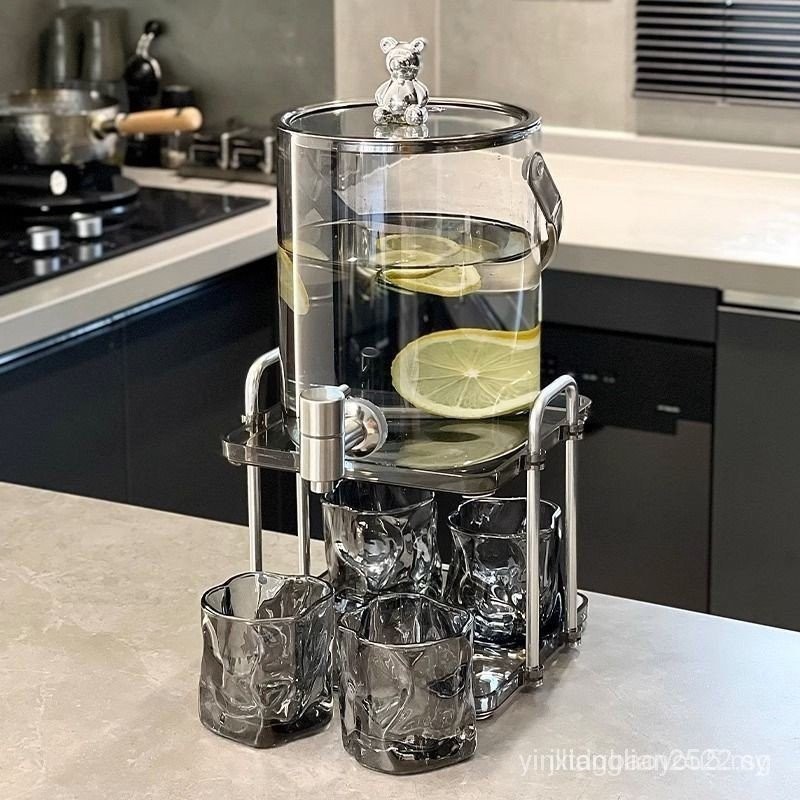 Light Luxury Cold Water Bottle with Faucet Glass Water Jug Set Large ...