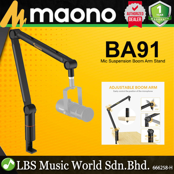 Maono BA91 Adjustable Microphone Suspension Boom Arm Stand (BA 91 ...