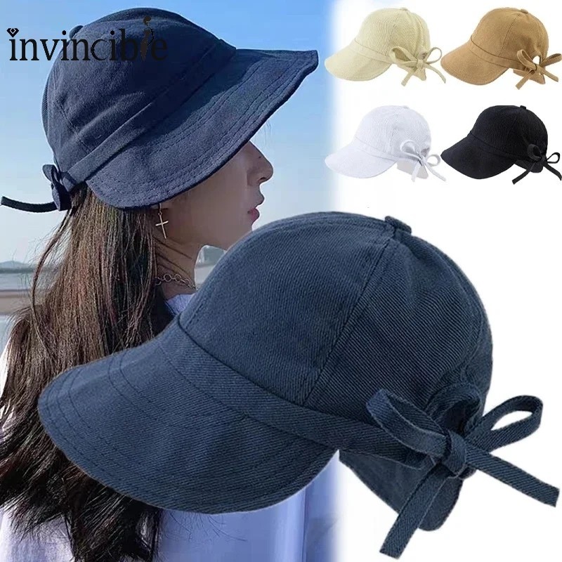 INS Style Summer Wide Brim Fisherman Hat Women Foldable Sunshade Visors ...