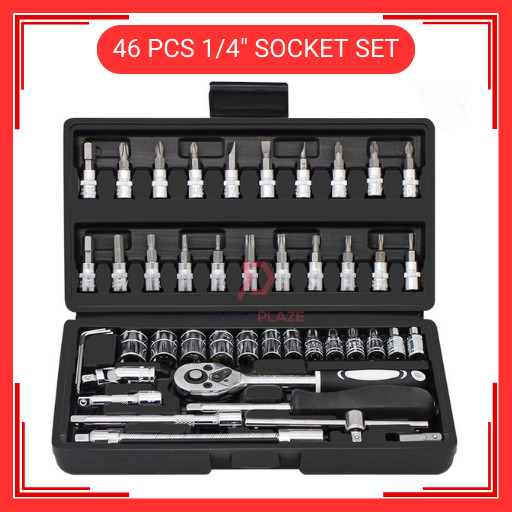 46pcs Socket Set Ratchet Wrenches Car Repair Screwdriver Combination Tool Box Combination Kit ...