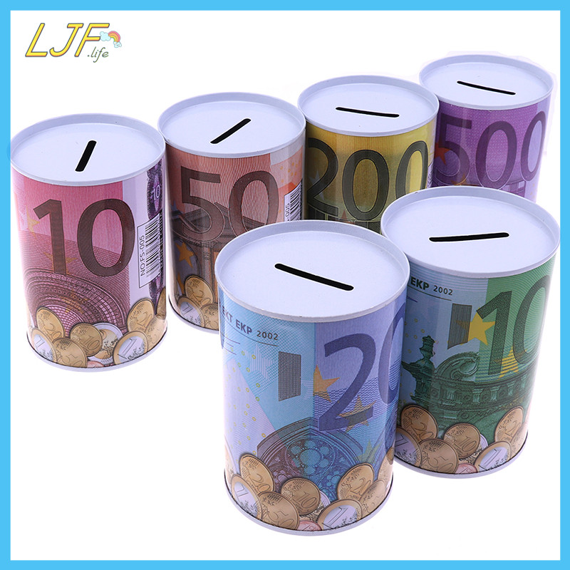 LJF 1pc Euro Dollar Money Box Safe Cylinder Piggy Bank Banks For Coins ...