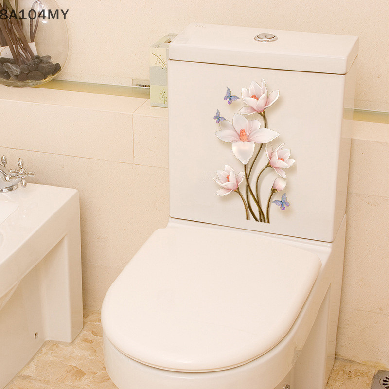 8A104 Flower Toilet Stickers Bathroom Seat Cover Sticker Self-adhesive ...
