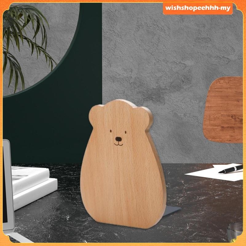 [WishshopeehhhMY] Bookend for Shelves, Wooden Bookend Cute Bear ...