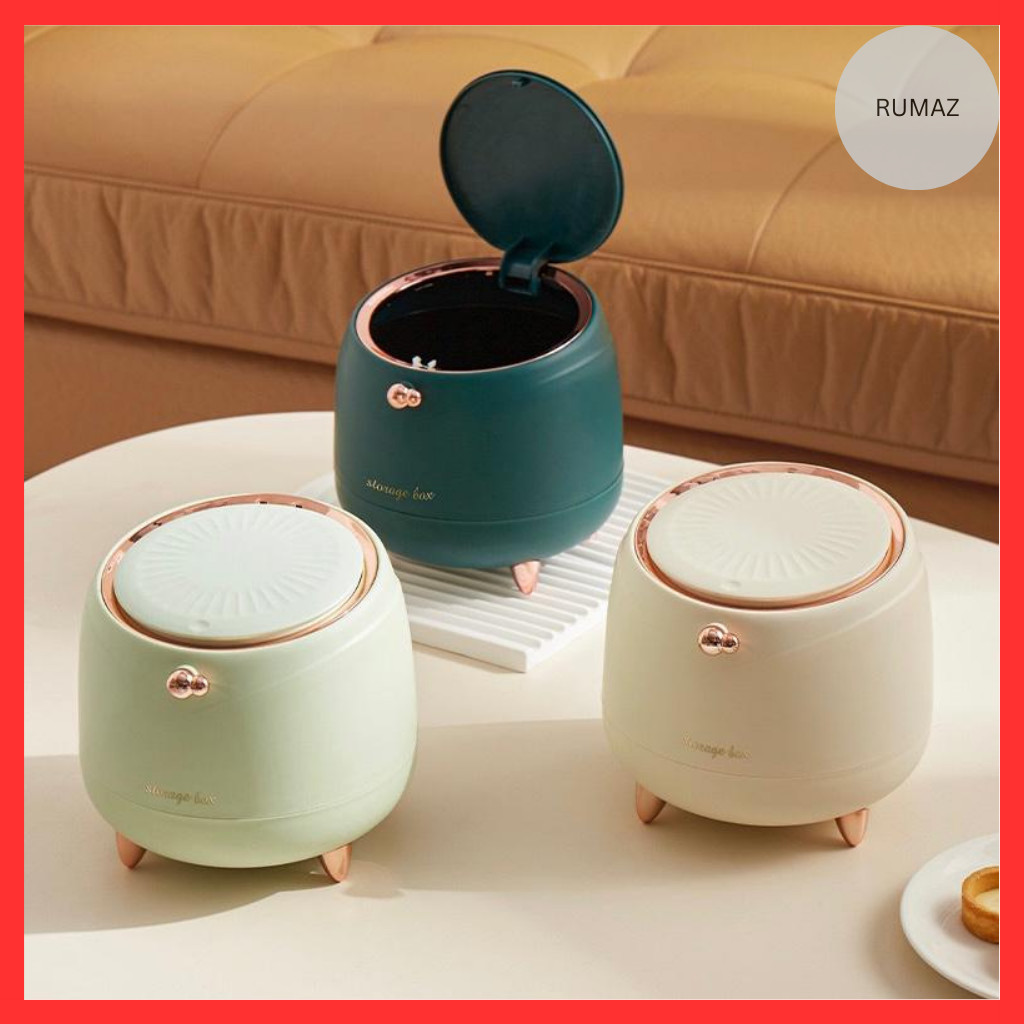 Mini Press Dustbin Trash Bin with Lid Desk Can Rubbish Garbage Bin Tong ...