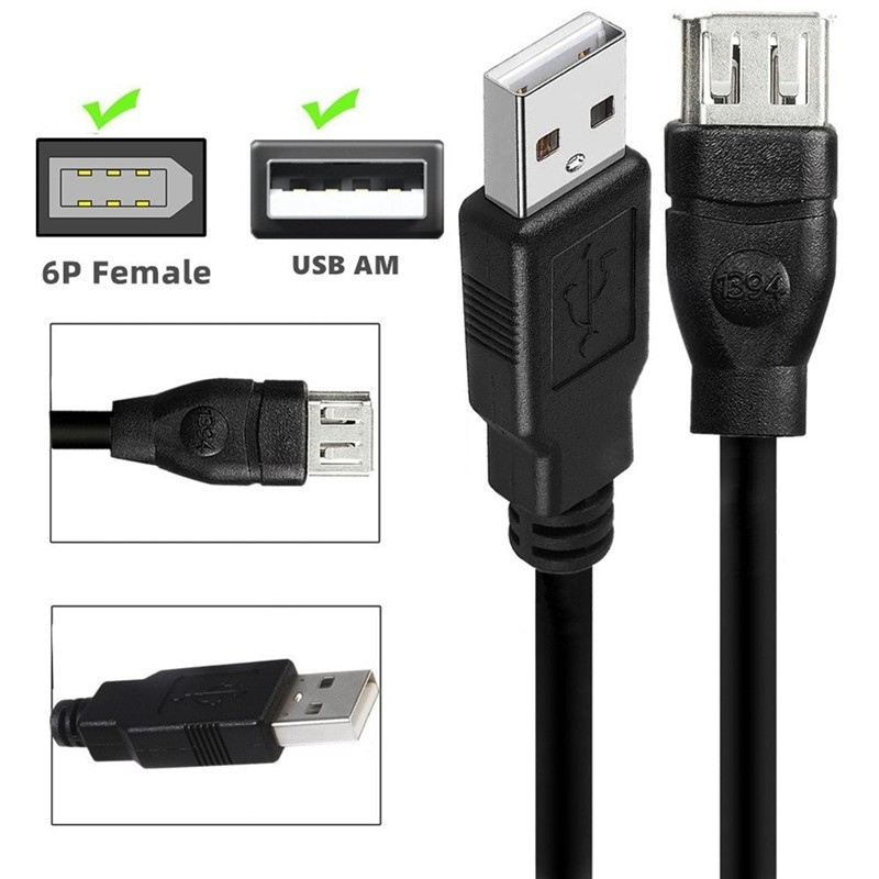USB Adapter Cable Firewire IEEE 1394 6 Pin Female to USB 2.0 AM Adapter ...