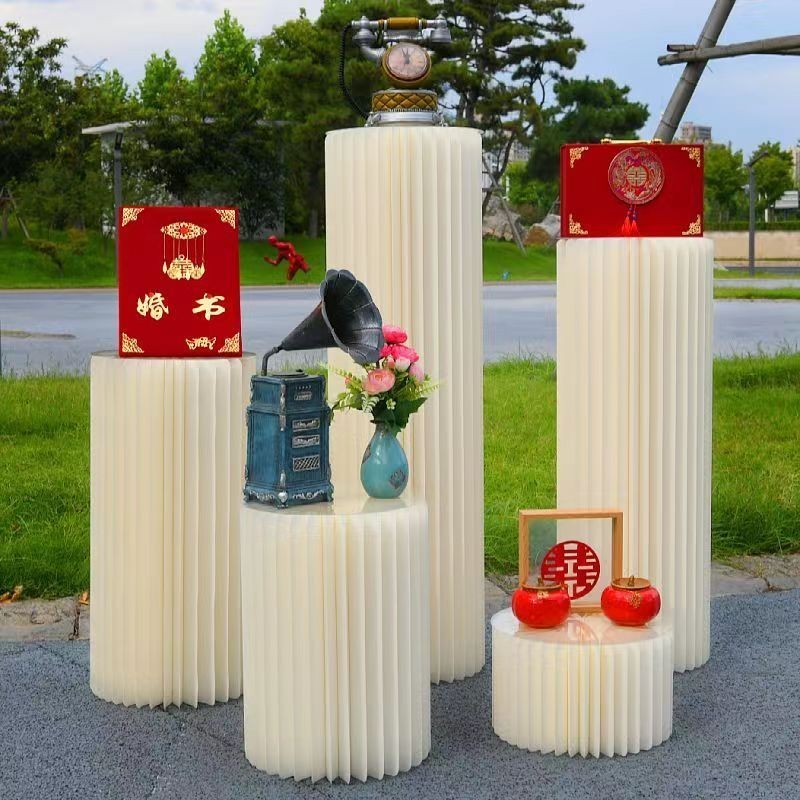 Folded Paper Roman Column Wedding Foldable Cylindrical Dessert Table ...