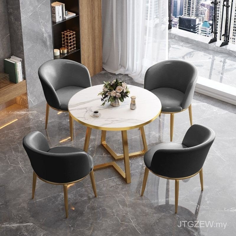 Light Luxury Stone Pattern Round Table Negotiation Reception Table ...