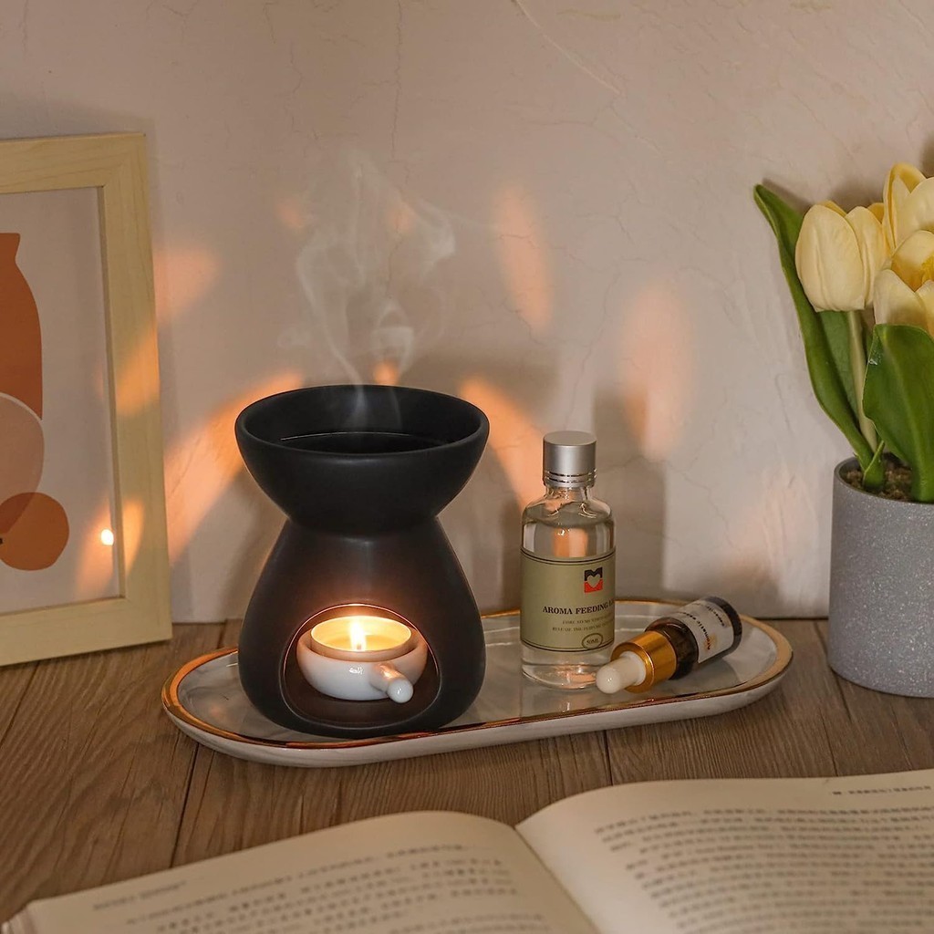 Candle Burner with Holder Spoon Ceramic Essential Oil Burner Wax Melt ...