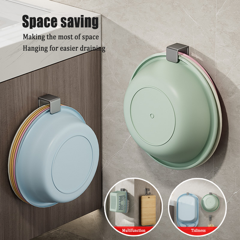 Wash basin storage rack Self-adhesive Stainless Steel Wall Hook Hanger ...