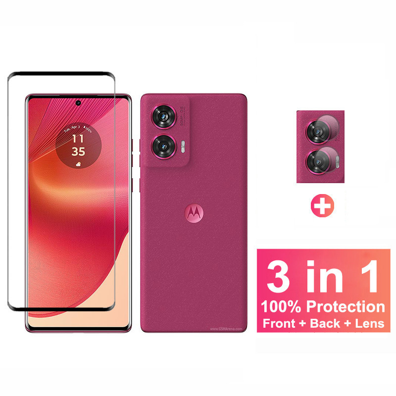 3 in 1 Tempered Glass for Moto Edge 50 Fushion Full Cover Screen ...