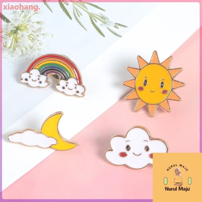 XHsubJoinMINiPin Smile Sun Moon Cloud Rainbow Enamel Pins Cartoon ...