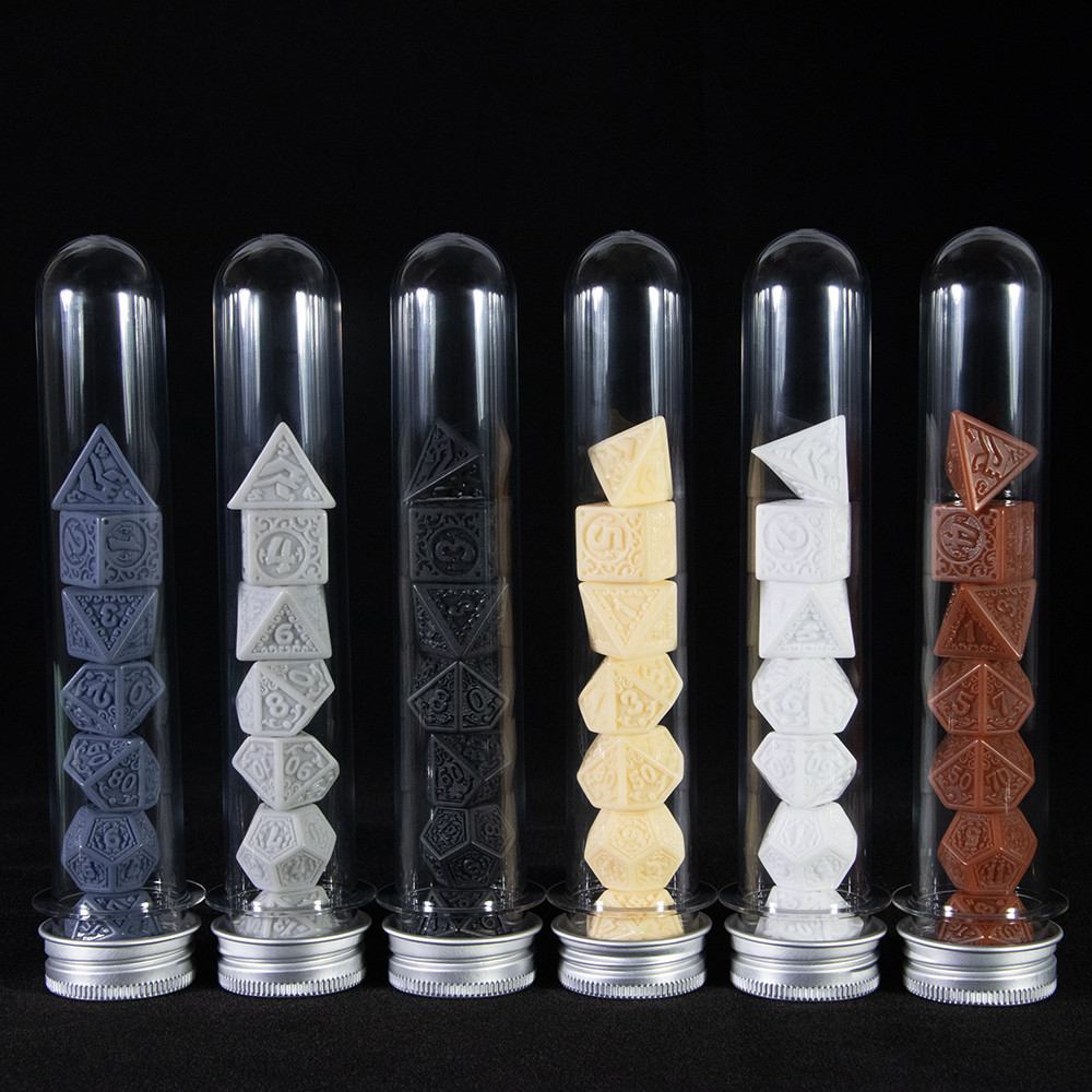 Textures Pattern Dice Set 7Pcs Polyhedral DND Game Dice, with Tube for ...