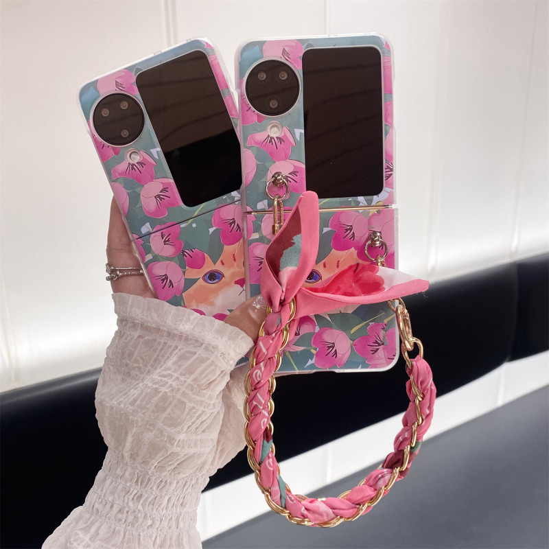 Flower Cat Bracelet Wristband Chain Hard Acrylic Shockproof Phone Case ...