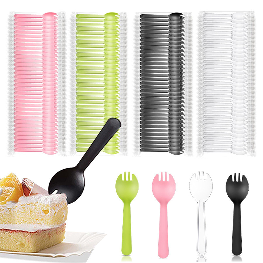 50 Pcs Disposable Plastic Sporks Individually Wrapped Disposable Sporks ...