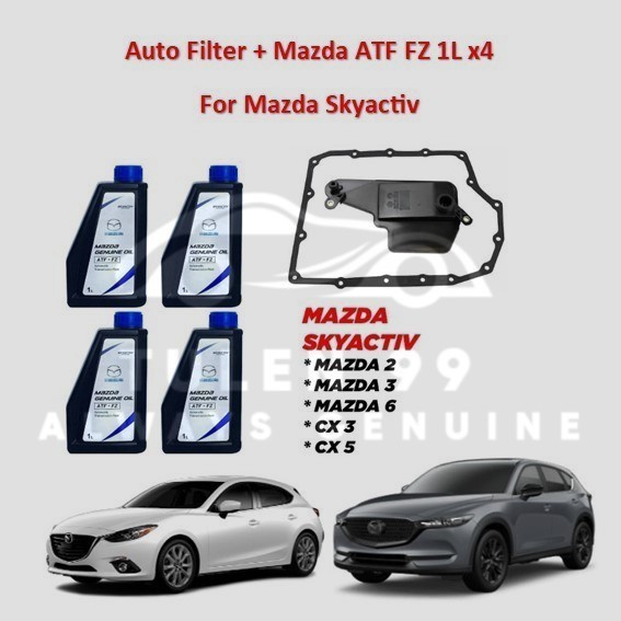 Mazda ATF FZ (4 Bottle) + ATF Service Set For Mazda Skyactiv 2/3/6 ...