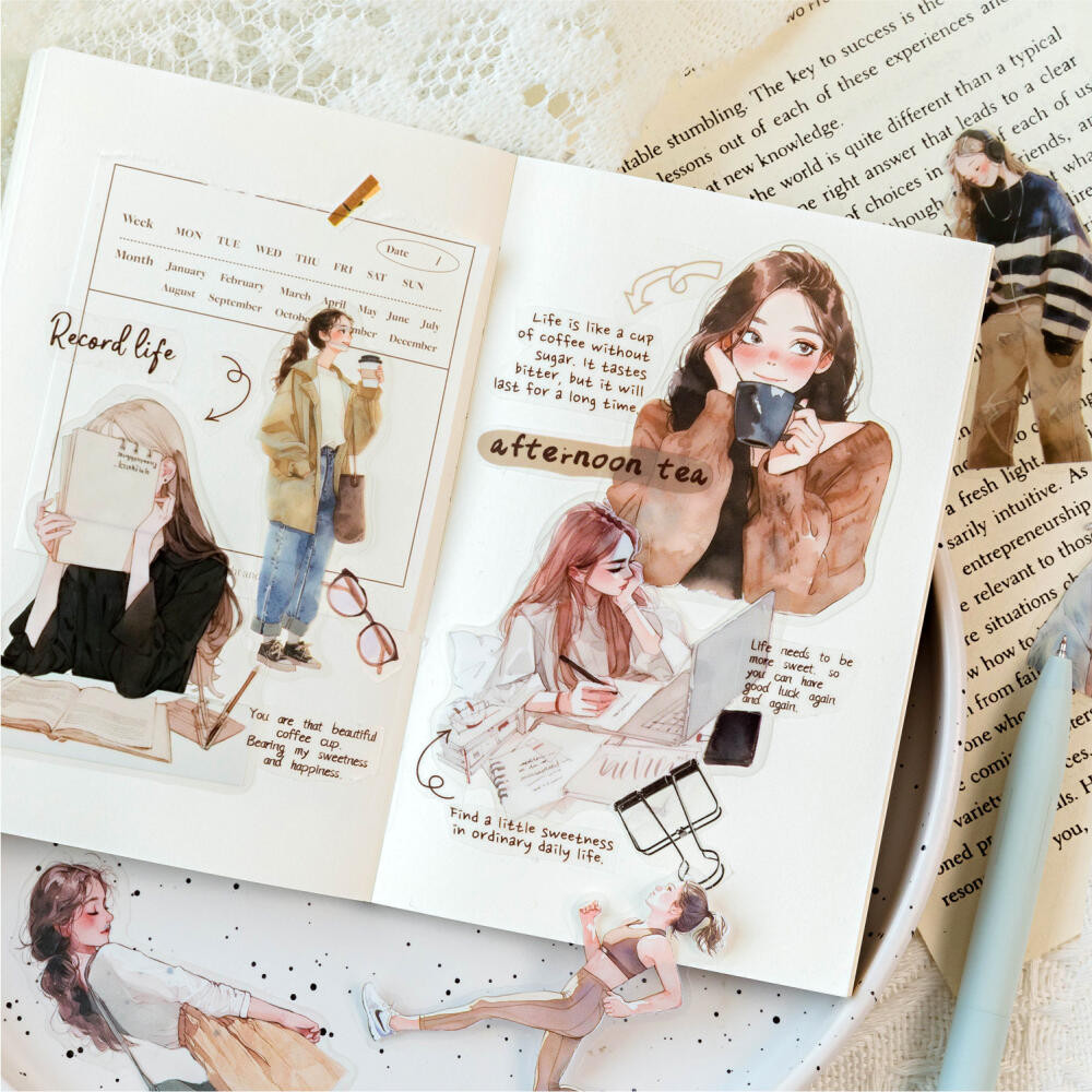 ENWEI 30 Pcs [White Lovers Series] Lovely Journal Stickers Waterproof ...