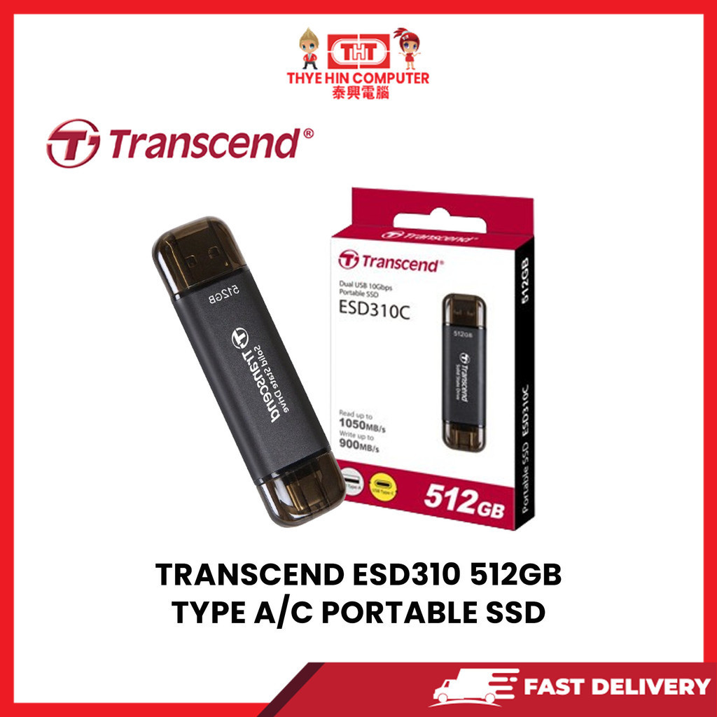 TRANSCEND ESD310 512GB TYPE A/C PORTABLE SSD | Shopee Malaysia