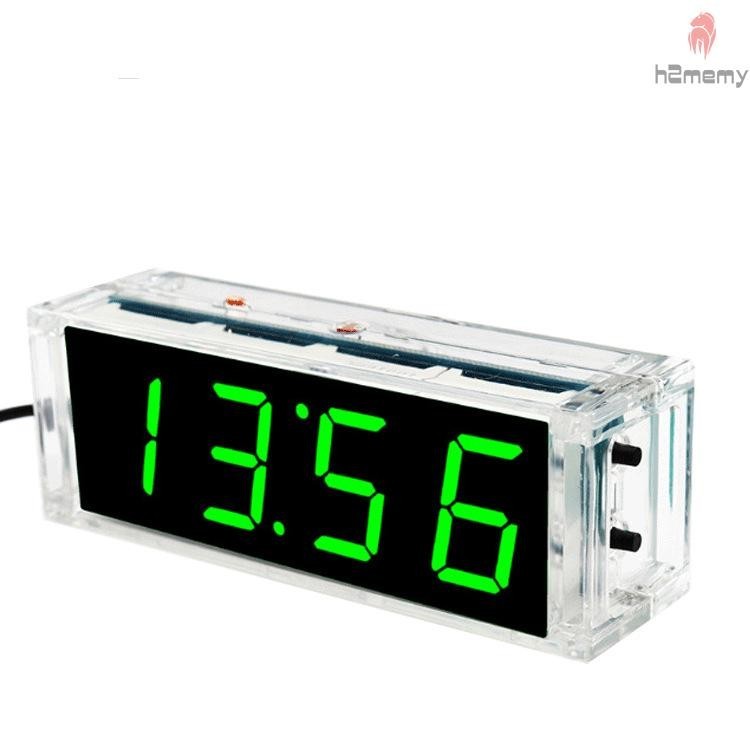 Compact 4-digit DIY Digital LED Clock Kit Light Control Temperature ...