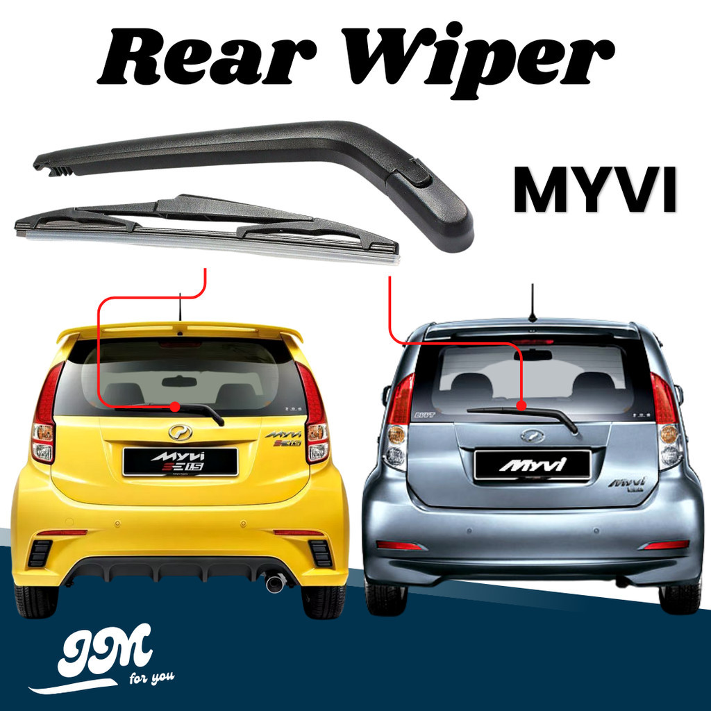 PERODUA MYVI REAR WIPER Full Set Arm Hanger Car Back Silicone Wiper ...