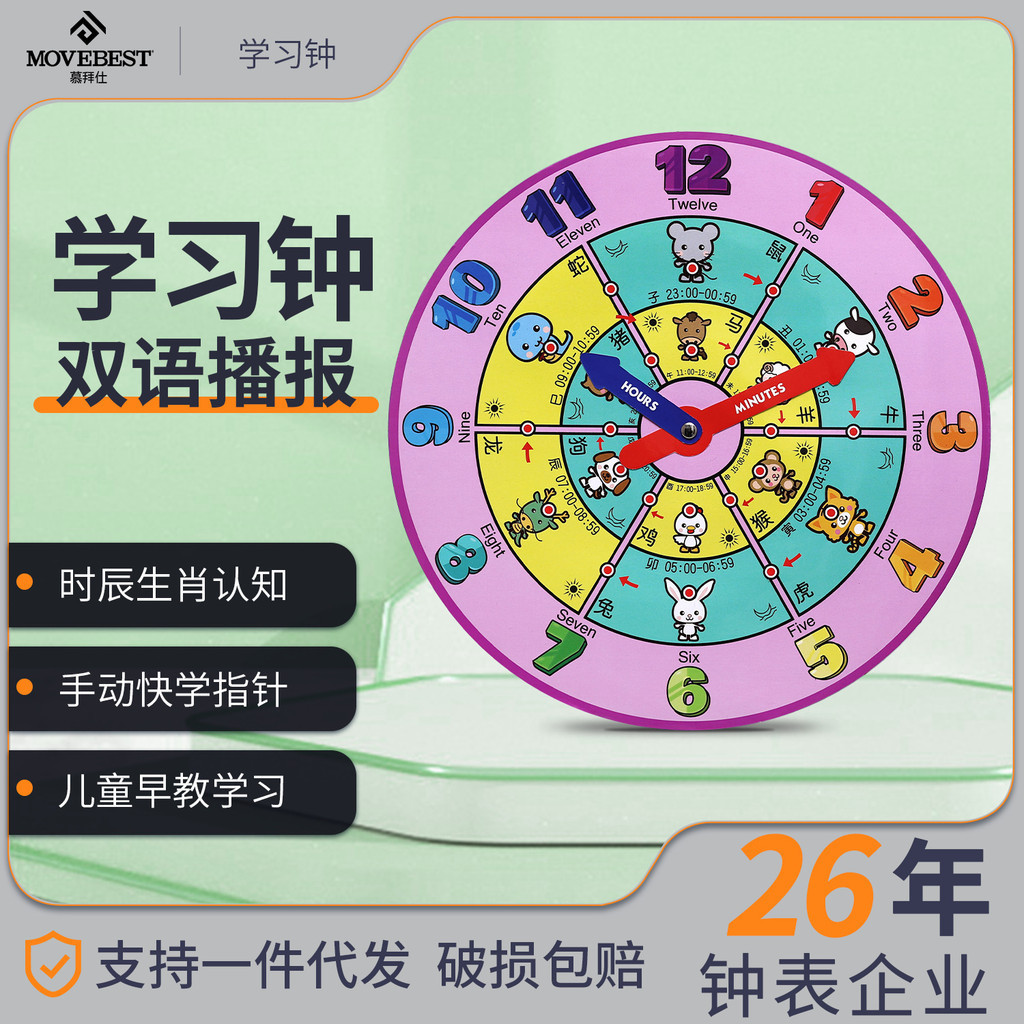 Clock Simple Children's Teaching Clock Cartoon Chinese Zodiac Signs ...