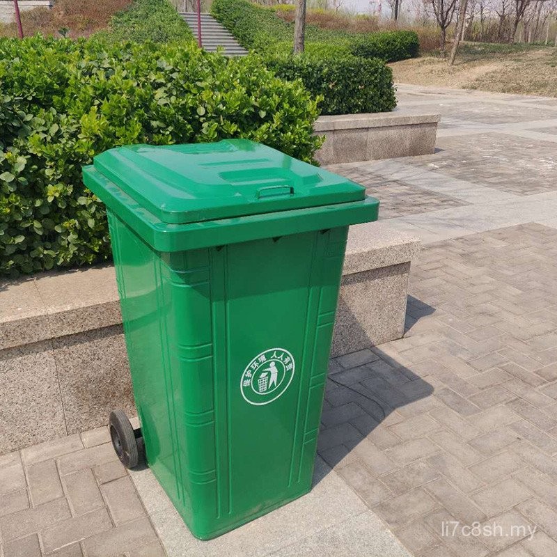 Tong Sampah Besi Besar 240L Troli Besi Luaran dengan Penutup dan Roda ...