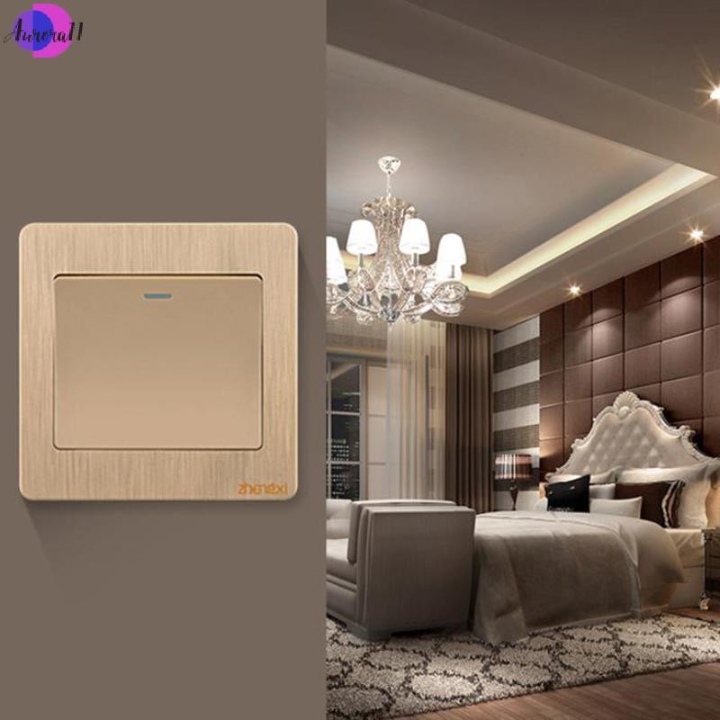 Aurora11 Gold Wall Switch 1/2/3/4 Gang 1Way Button Wall Light Switch On ...