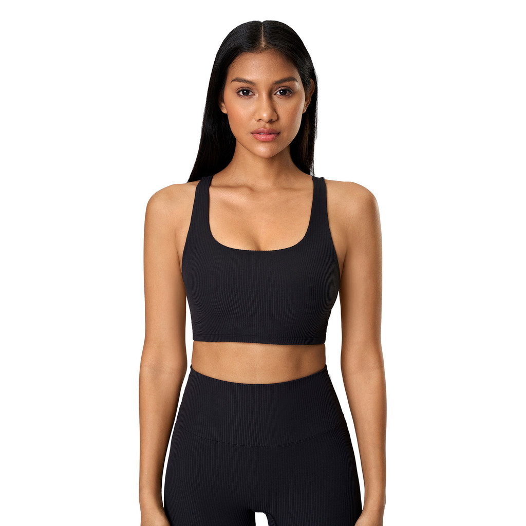 Lululemons Lycra Semi-fixed Cup Shockproof Gather Sports Women's Sexy Cross Back Yoga Fitness ...