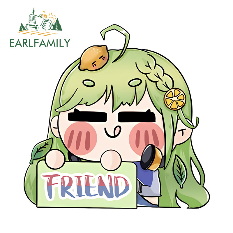 EARLFAMILY Cartoon Chibi Green Girl Car Sticker Personality Scratch ...