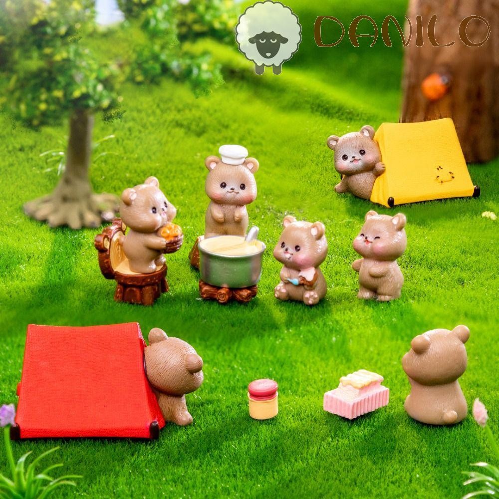 DANILO 15pcs/set Brown Bear Micro Landscape, Simulation Resin Camping ...
