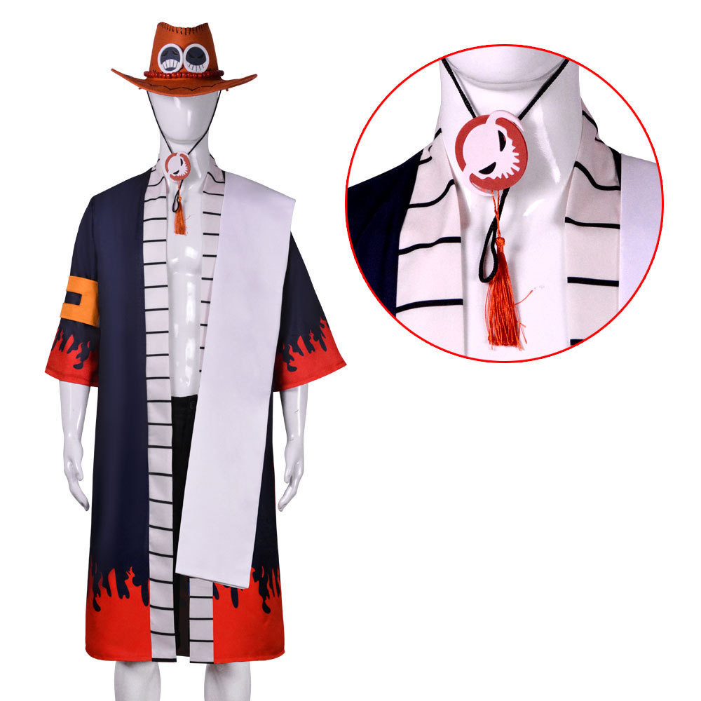 Anime One Piece cos Suit Fire Fist Ace cosplay Kimono Full Set Two ...