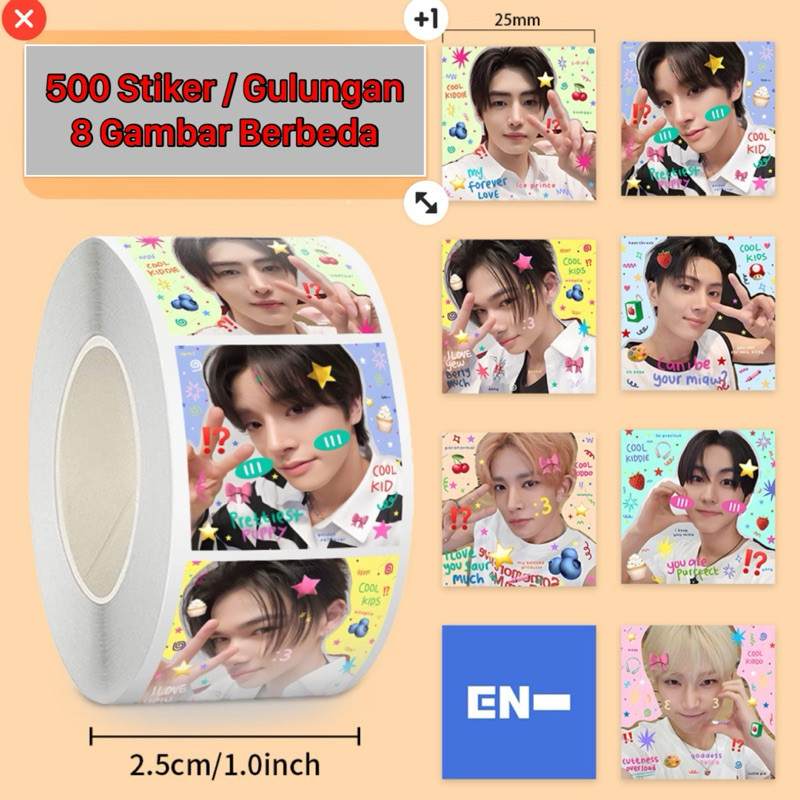 (500 Pcs) Funny Enhypen Roll Sticker Paper 8 Cute Different Patterns ...
