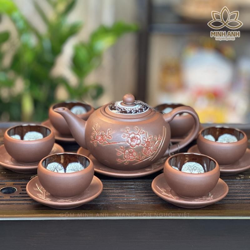 Tu Sa Bat Trang tea set, elite artist Vuong Manh Tuan, Song shape ...